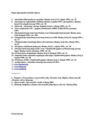 Goran Jurum: Popis objavljenih stručnih radova | DOC
