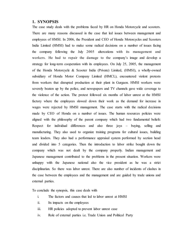 Pople management fiasco in HMSI case analysis | DOCX