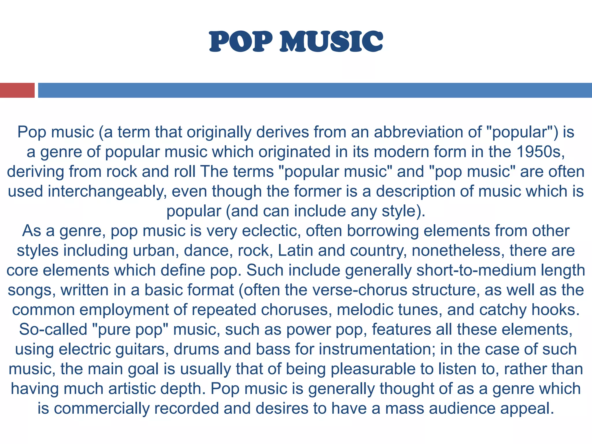 Pop music | PPTX