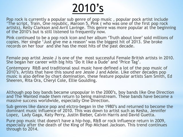 Pop music history | PPT