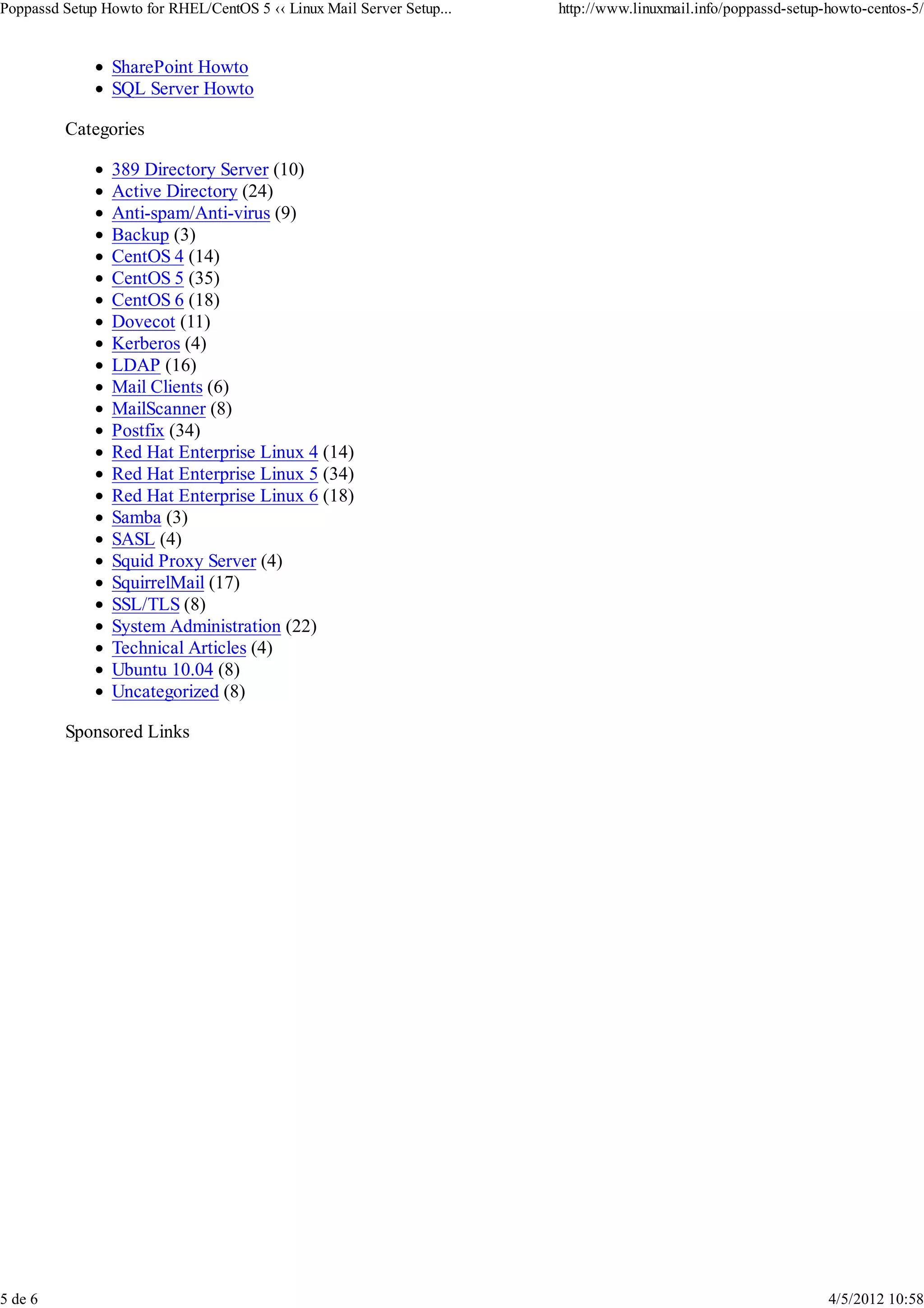 Poppassd setup howto for rhel cent os 5 ‹‹ linux mail server setup and howto guide | PDF