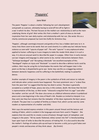 Poppies - Jane Weir | DOCX