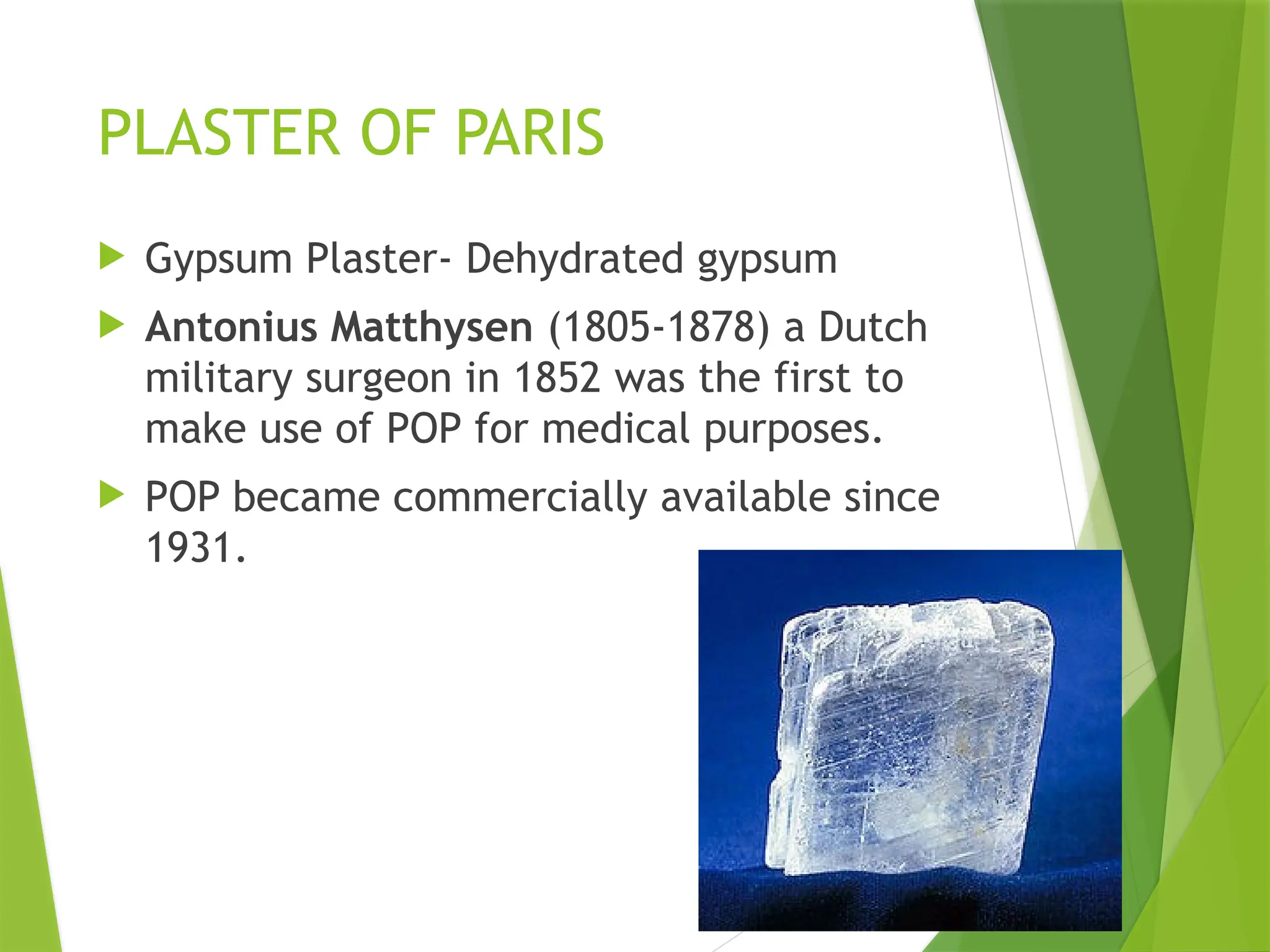 General principles of Plaster of Paris cast/slab immobilization in ...