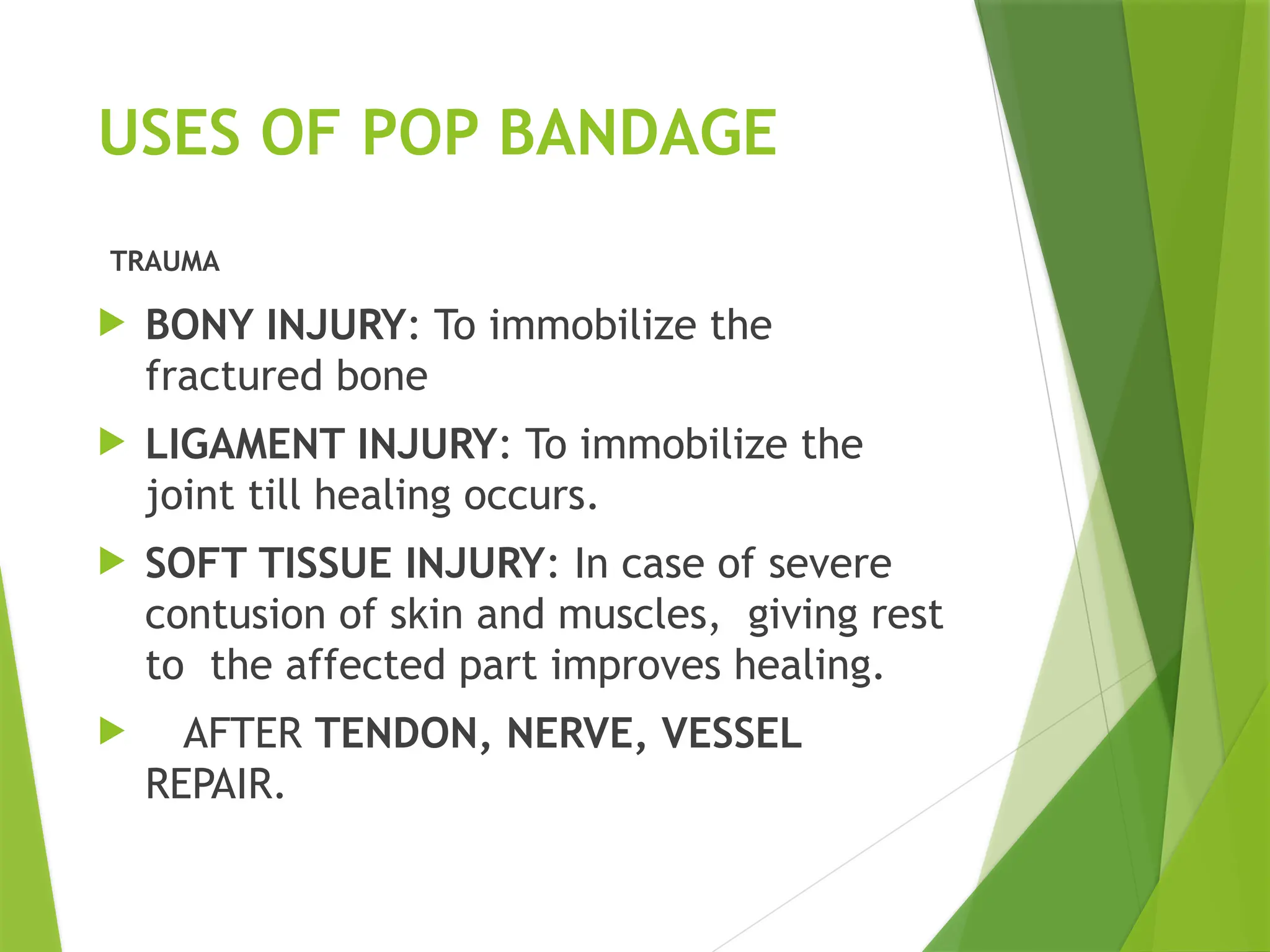 General principles of Plaster of Paris cast/slab immobilization in ...