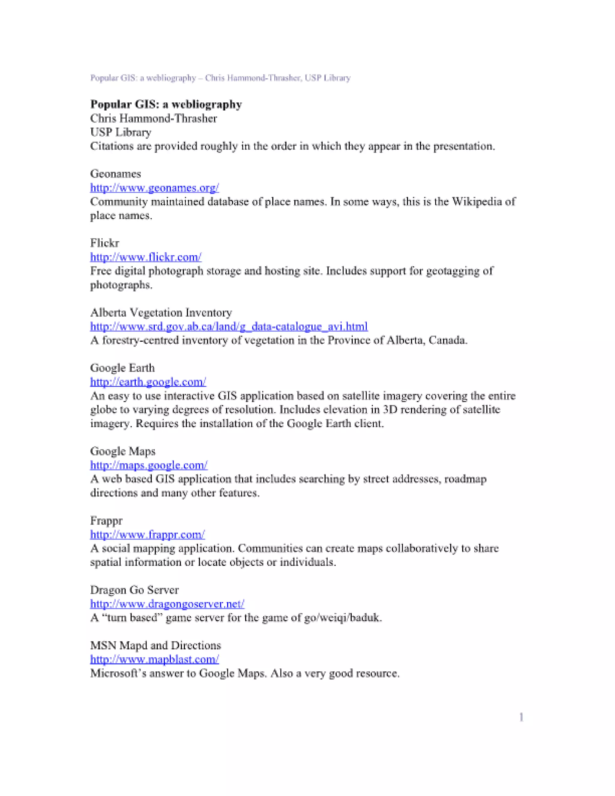 Popular GIS: a webliography | PDF