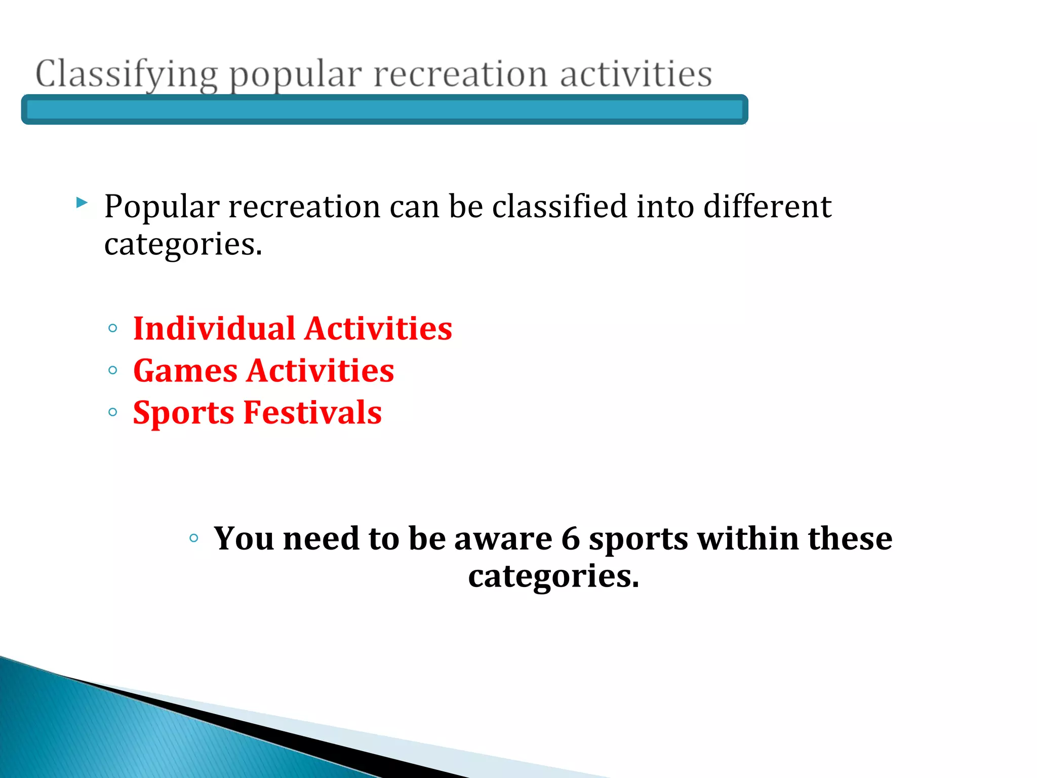 Popular recreation-lesson-1 | PPT
