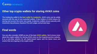 Popular AVAX wallets to refer to for storing AVAX coins.pdf