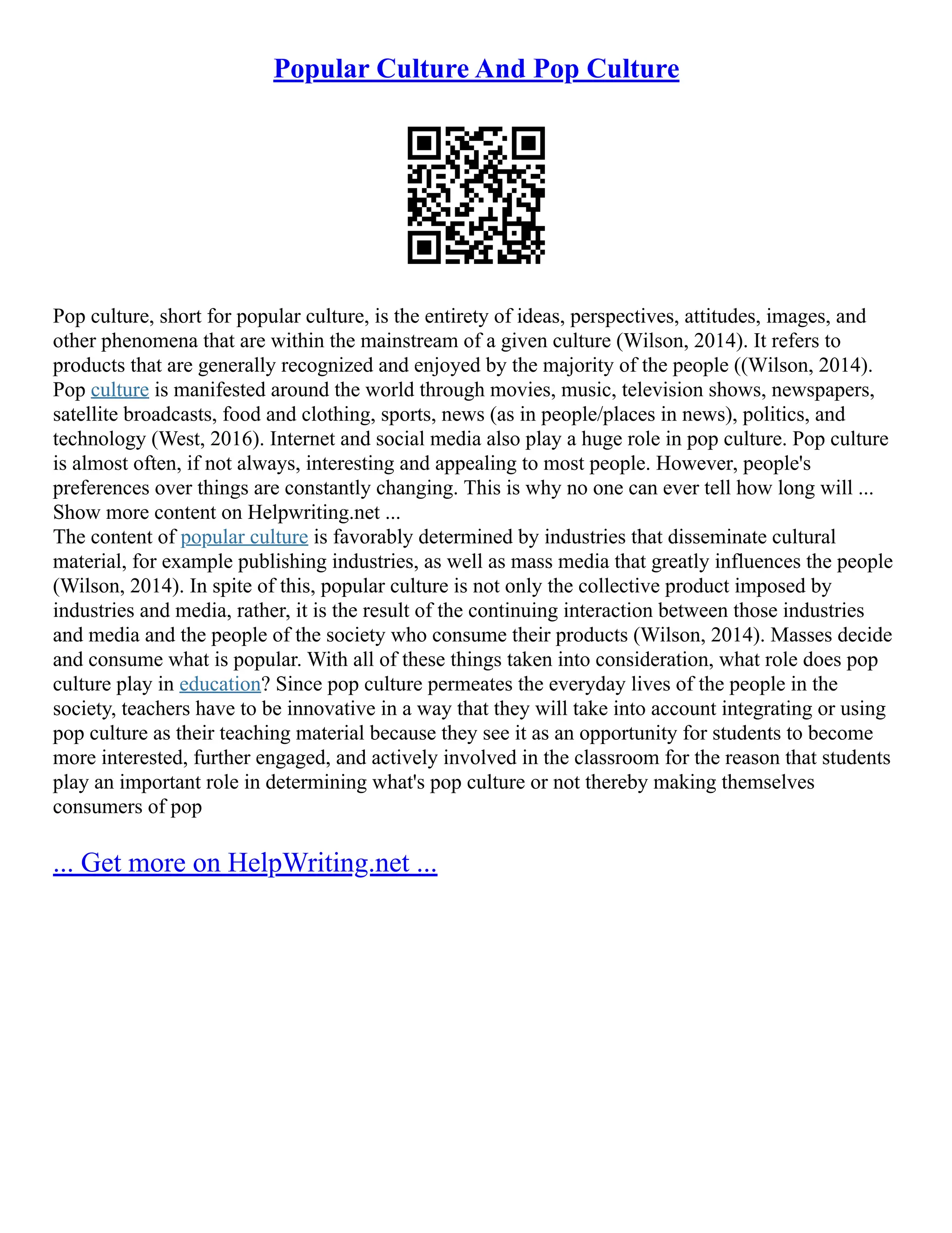 Popular Culture And Pop Culture | PDF | Music | Entertainment