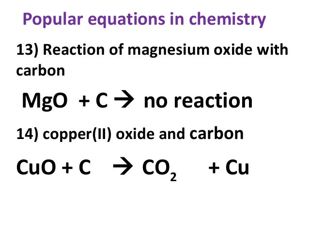 Popular equations in chemistry