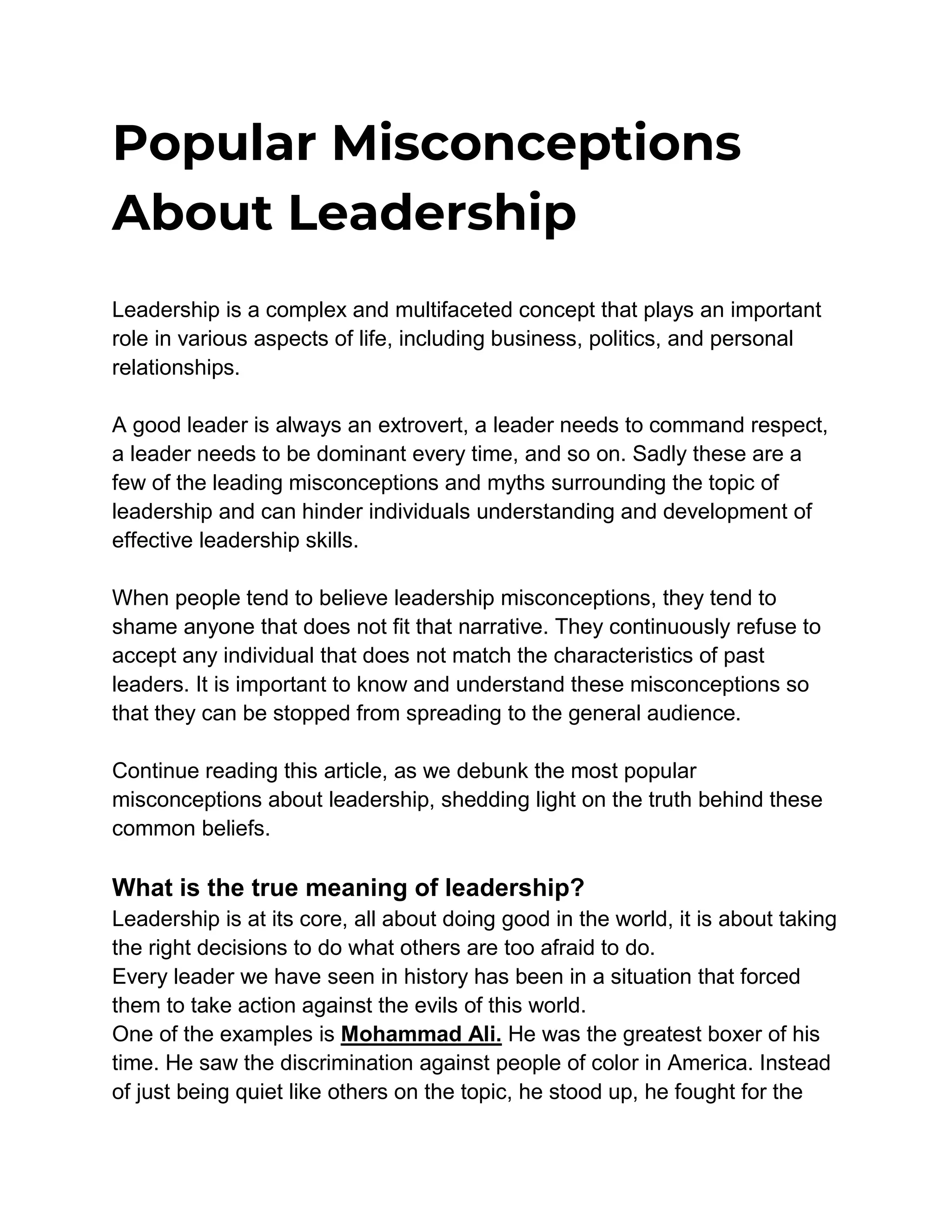 Popular Misconceptions About Leadership | PDF