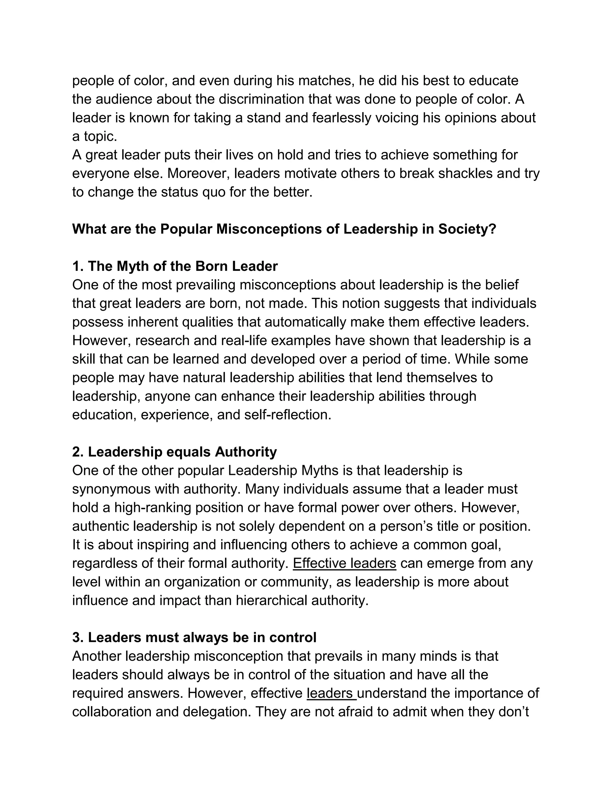 Popular Misconceptions About Leadership | PDF