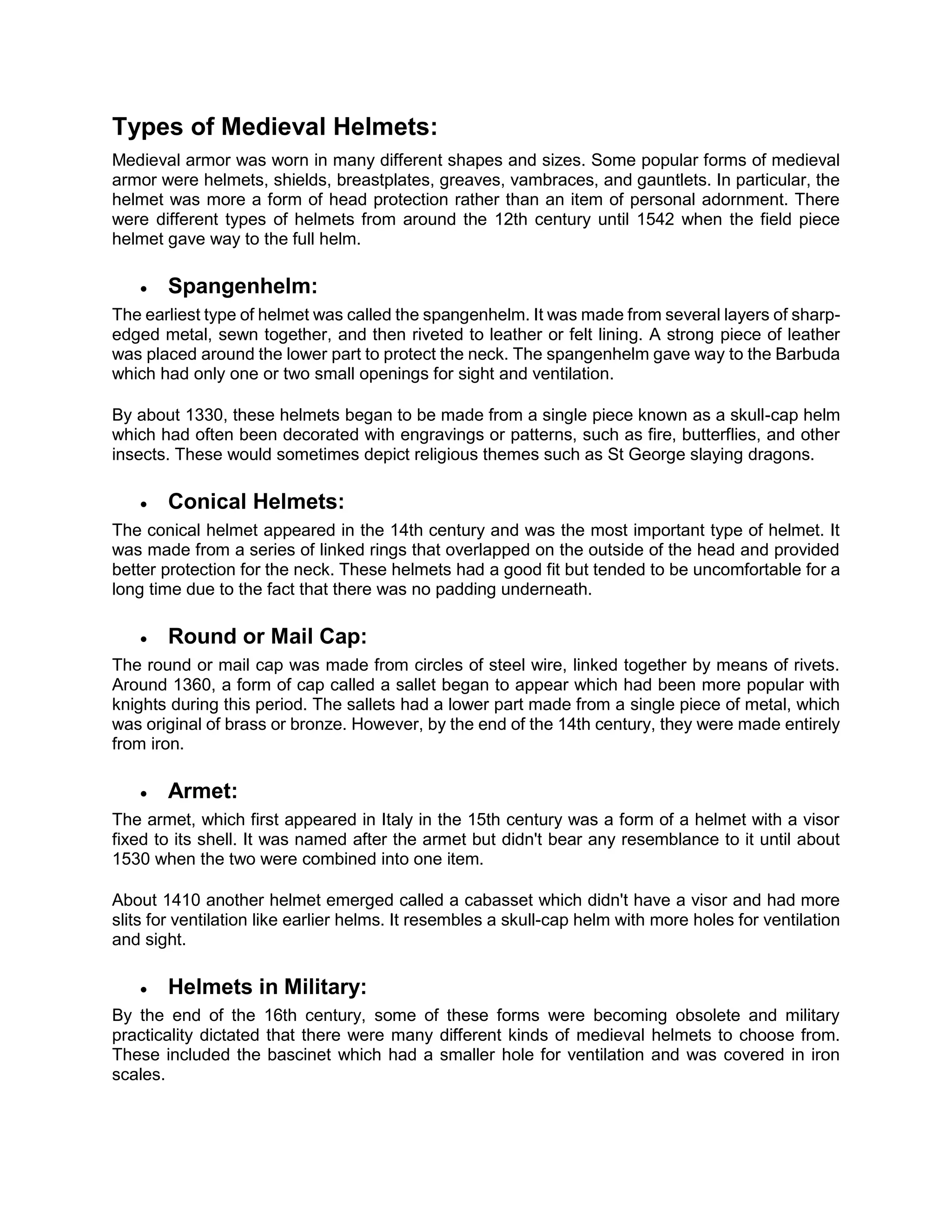 Popular Types of Medieval Helmets | PDF | Arms & Ammunition | Sensitive ...