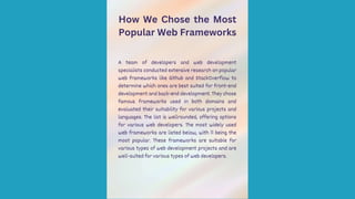 Popular Web Frameworks for web Development | PPT