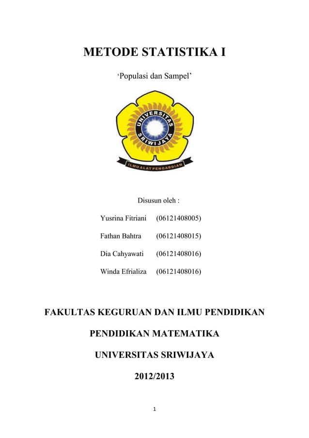 Populasi dan sampel (Statistika Matematika) | DOCX