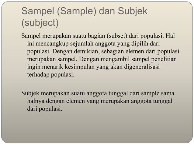 Populasi dan sample | PPT