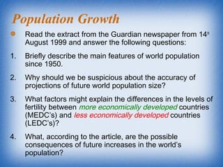 AS GEOGRAPHY POPULATION | PPT