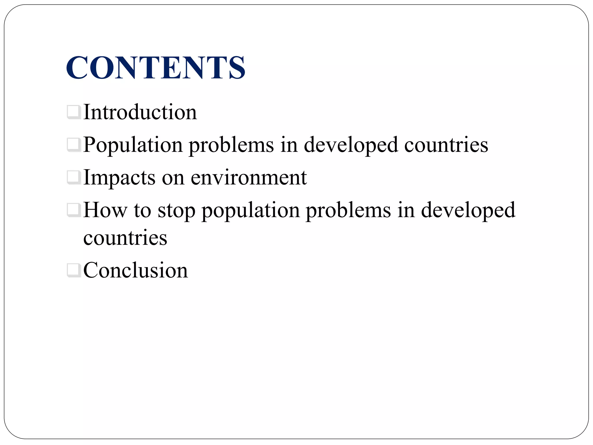 Population problems in developed countries | PPTX