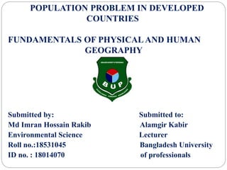 Population problems in developed countries | PPTX