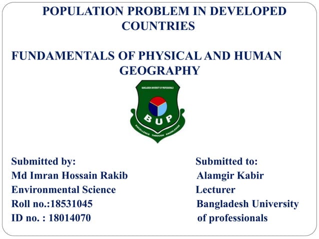 Population problems in developed countries | PPTX