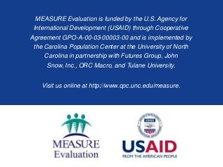 Recent Work Linking Population-based Survey Data with Facility Data | PPT