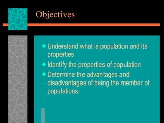 Population Characteristics | PPT