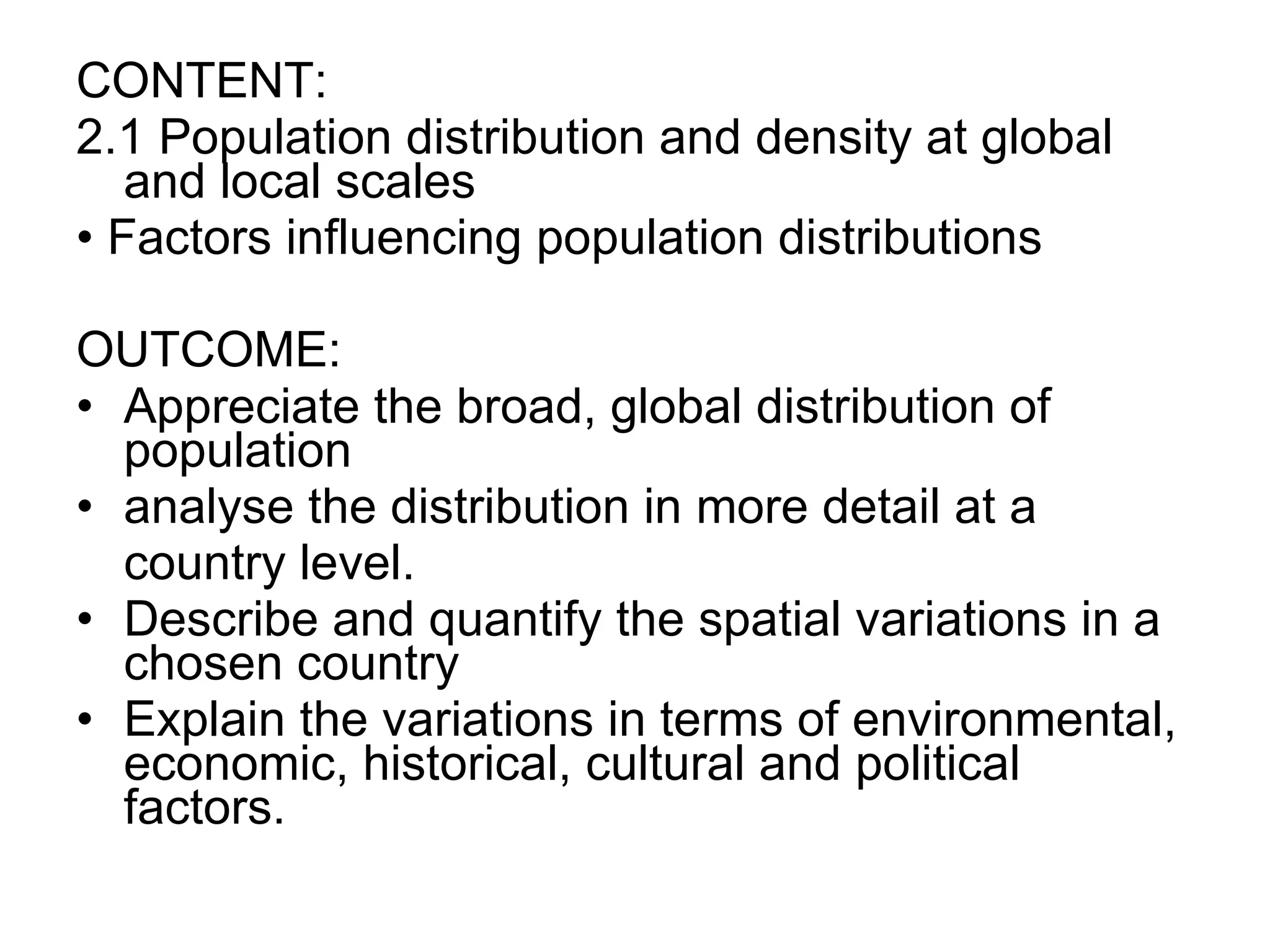 Population density and distribution | PPT