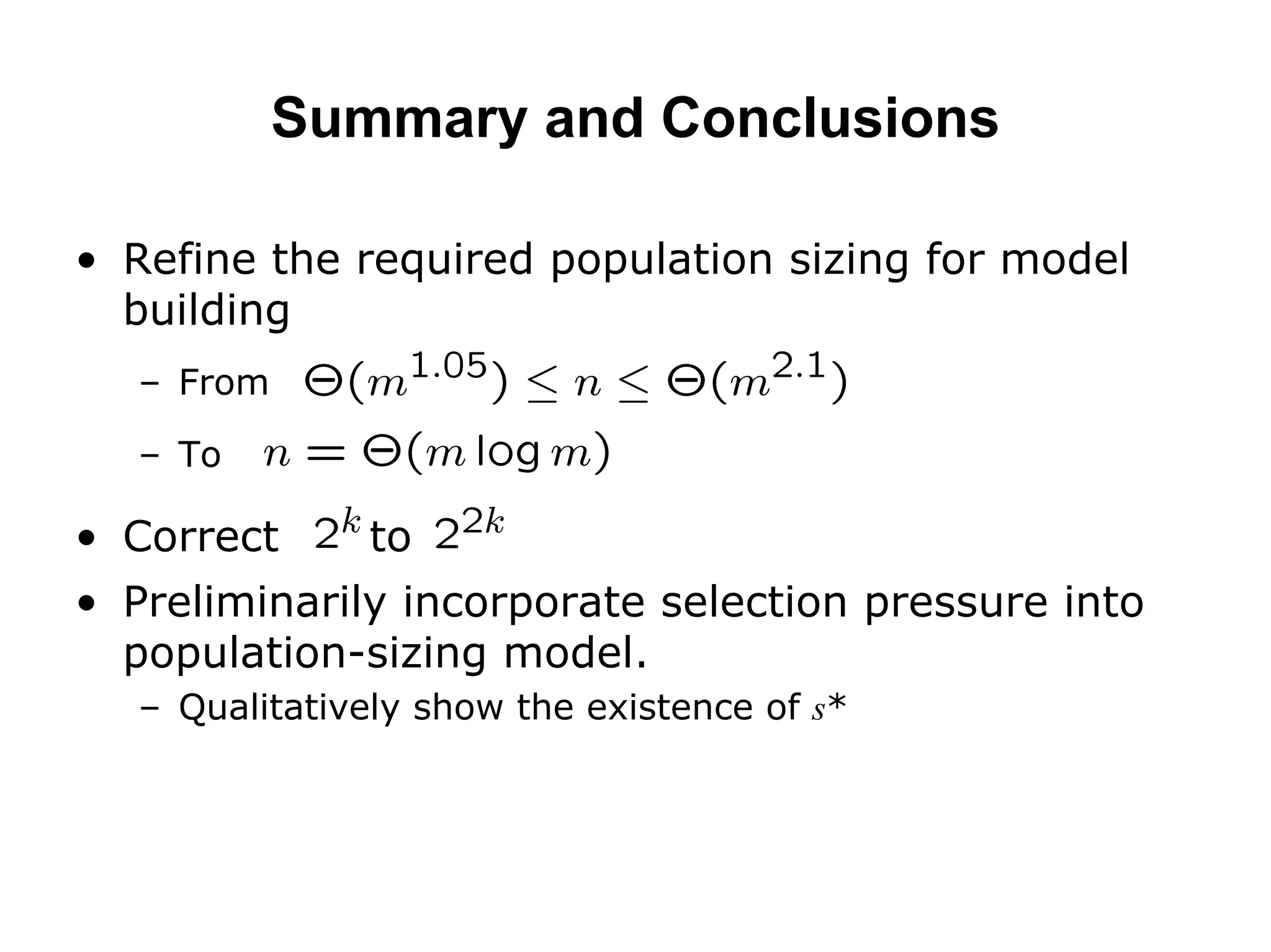 Population Sizing For Entropy Based Model Buliding In Genetic Algorithms Ppt