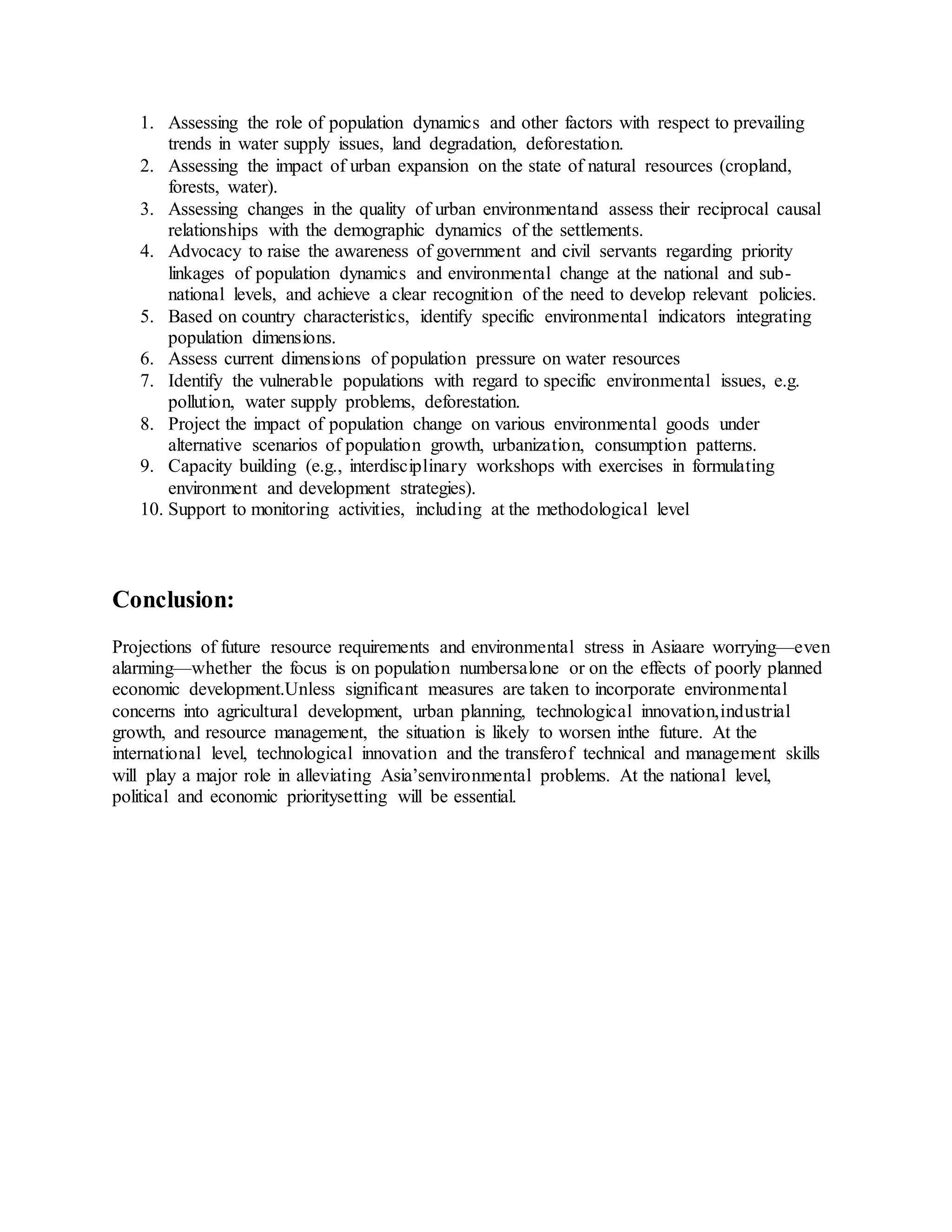 Population and environment issues | DOCX