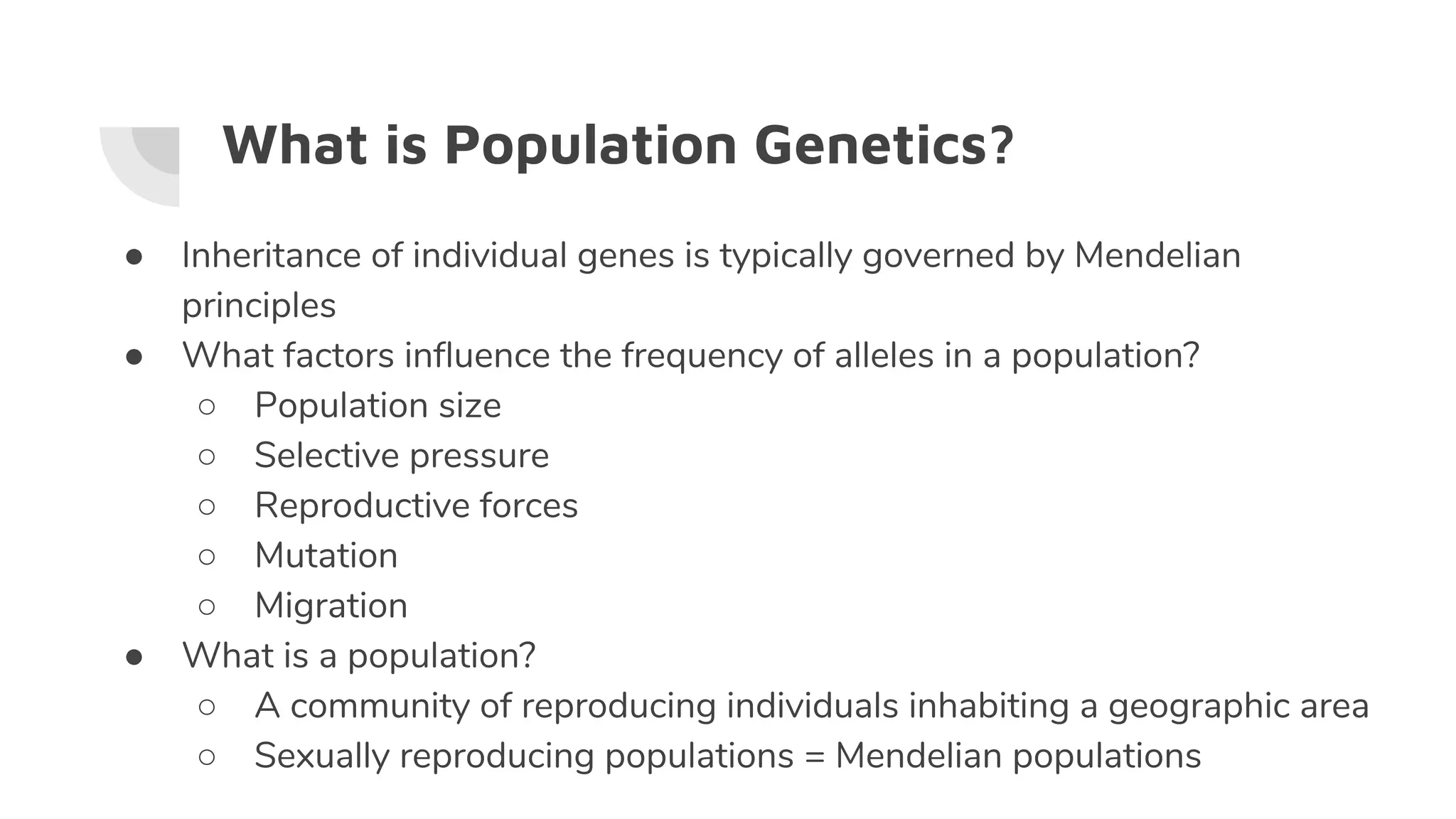Population and evolutionary genetics 1 | PDF