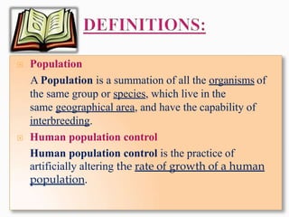Population and its control kailash | PPTX