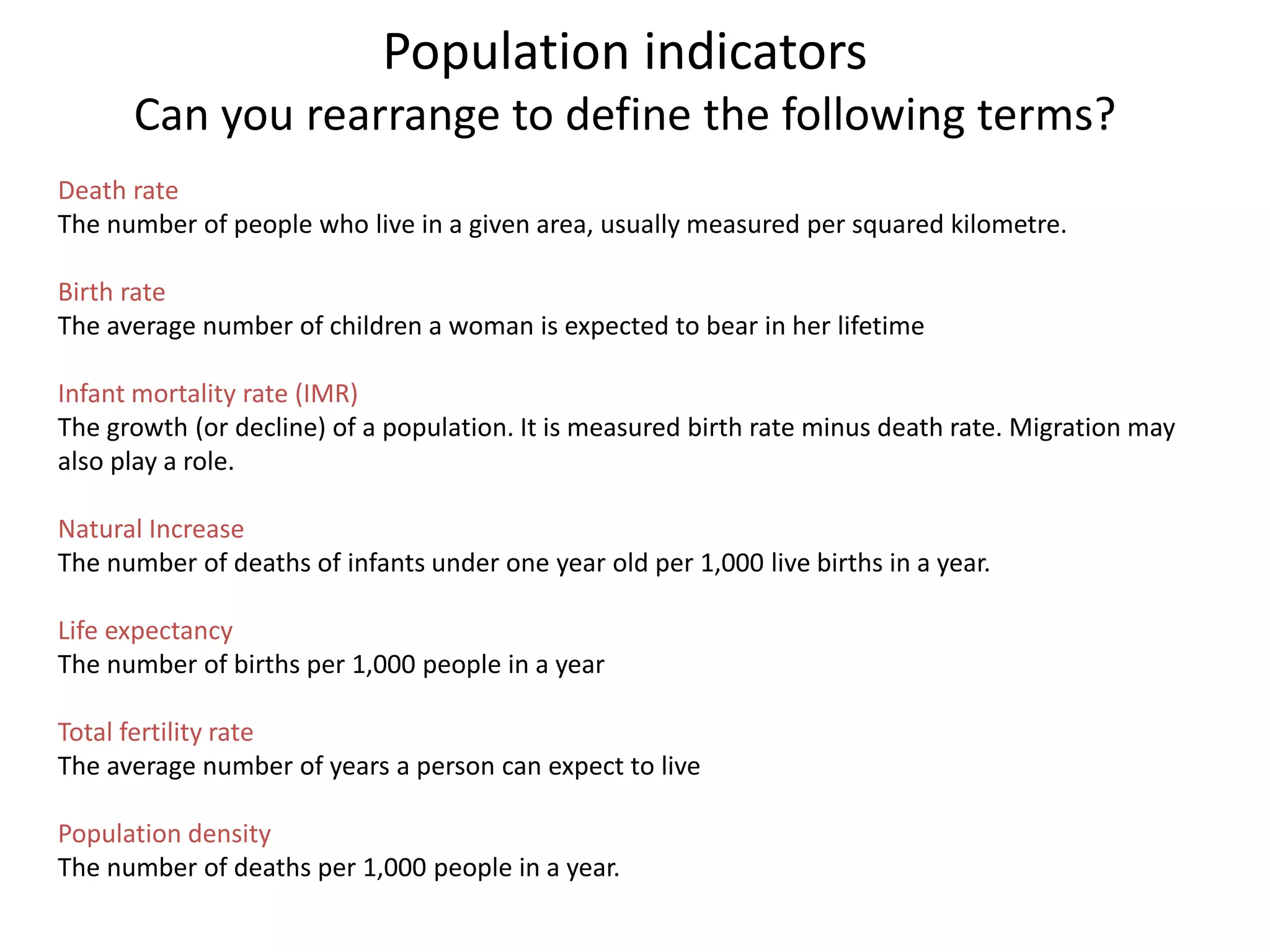 Population birth and death rates higher ks | PPT