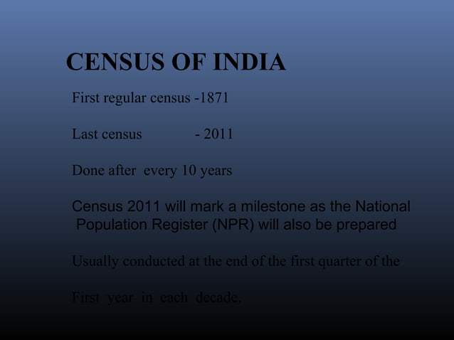 Population census in india | PPT | Reproductive Health | Diseases and ...