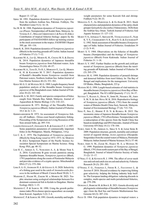 Population characteristics of the Japanese threadfin bream Nemipterus ...