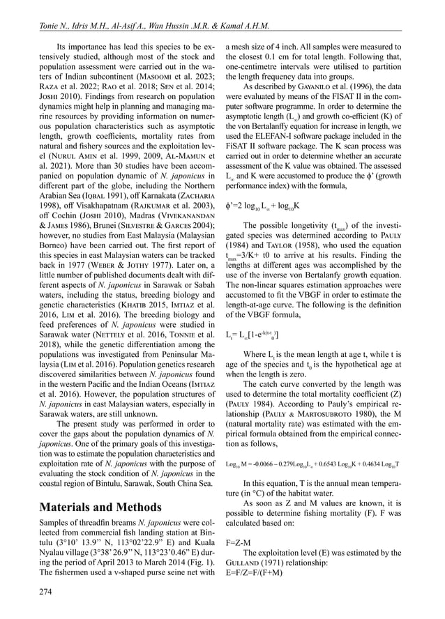 Population characteristics of the Japanese threadfin bream Nemipterus ...