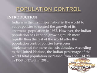 Population control and related population control programme | PPTX