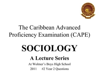 CAPE Sociology Unit Two Population controlpolicy | PPTX