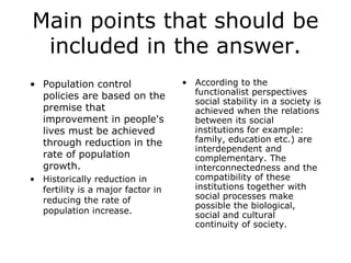CAPE Sociology Unit Two Population controlpolicy | PPTX