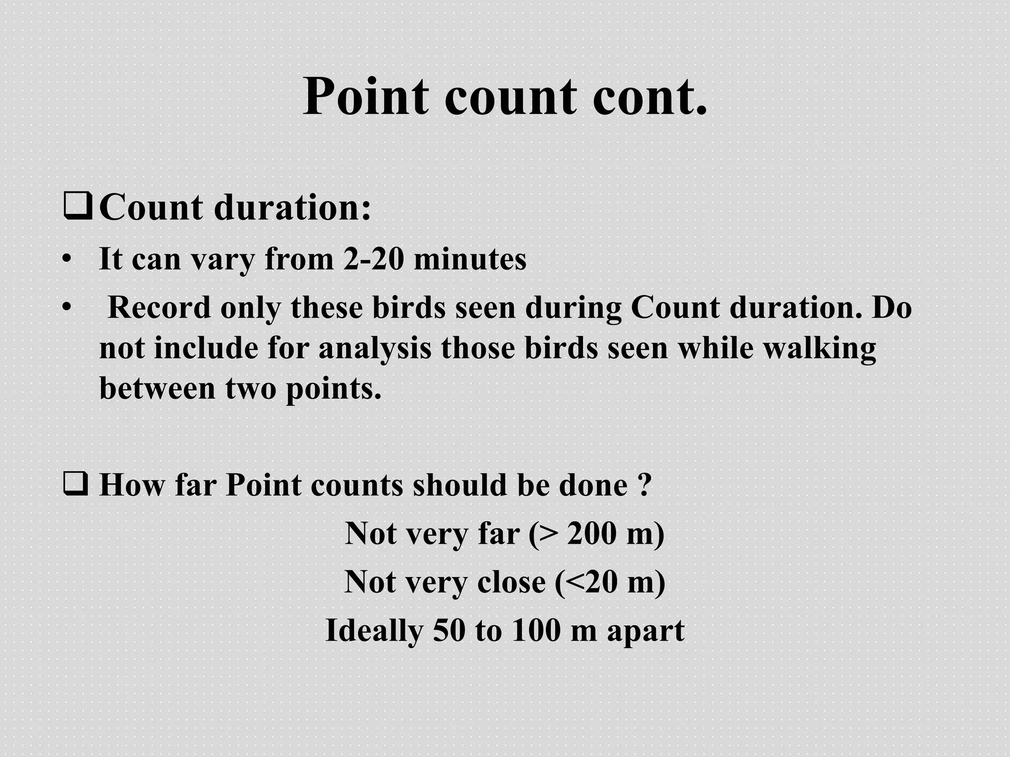 Population counting method line transect, point count, mark and ...