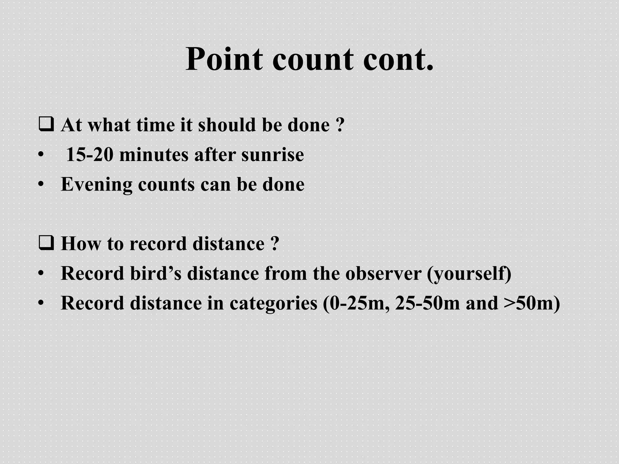 Population counting method line transect, point count, mark and ...