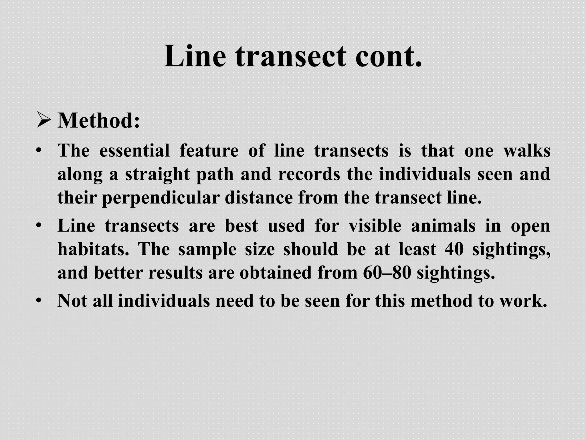 Population counting method line transect, point count, mark and recapture | PPTX