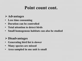 Population counting method line transect, point count, mark and ...