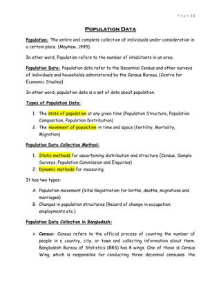 Population data in the context of Bangladesh | PDF