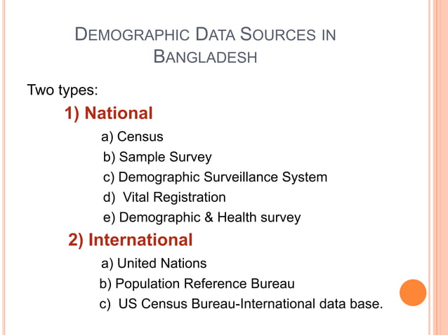 Population data sources | PPTX | Geography | Science