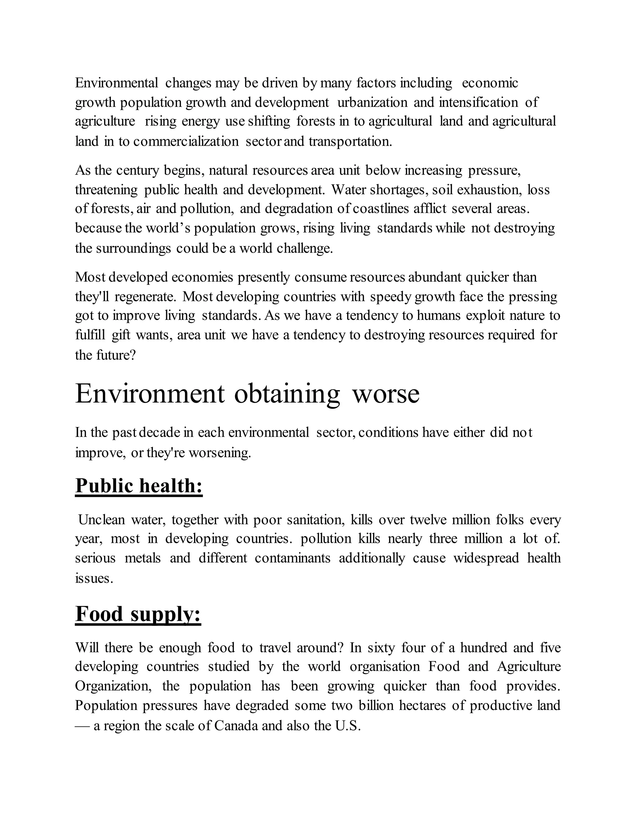 Population development and environment | DOCX | Agriculture | Industries
