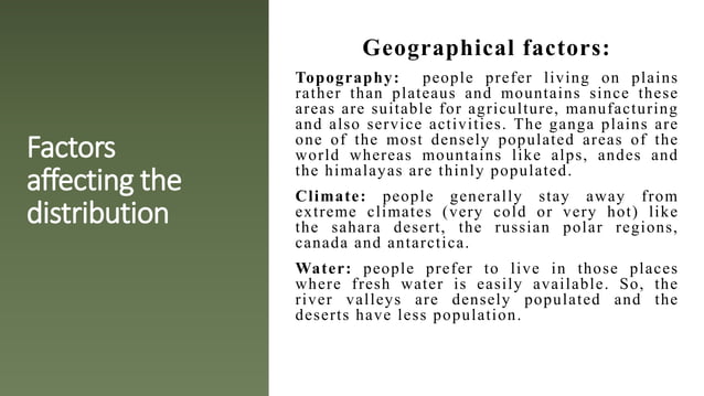 Population distribution in India and Factors affecting the distribution | PPTX | Geography | Science