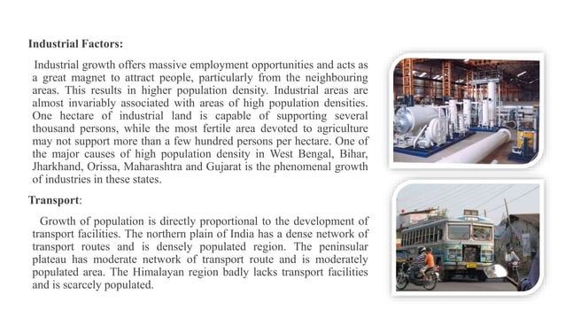 Population distribution in India and Factors affecting the distribution | PPTX | Geography | Science