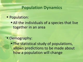 Population ecology | PPT | Biological Sciences | Science