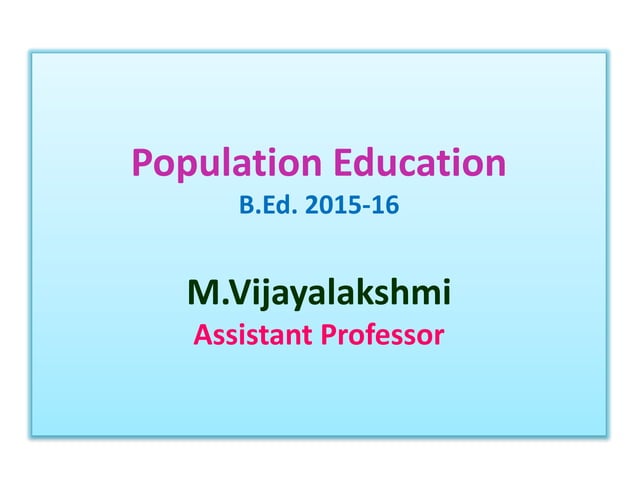 Population education | PPTX | Education