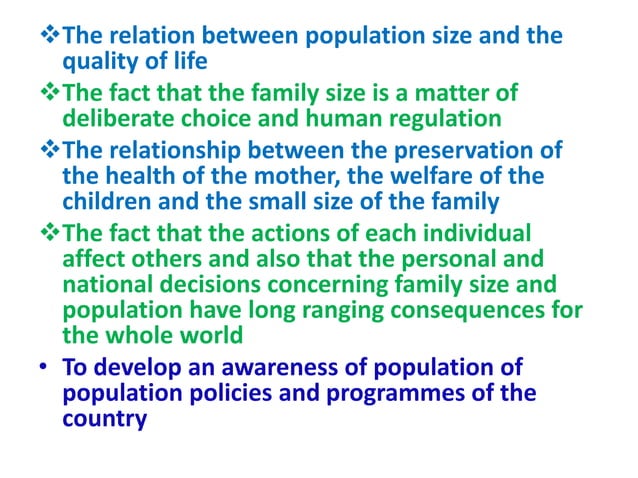 Population education | PPTX | Education