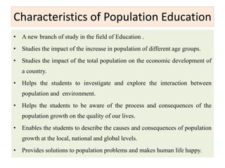 Population Education Definition